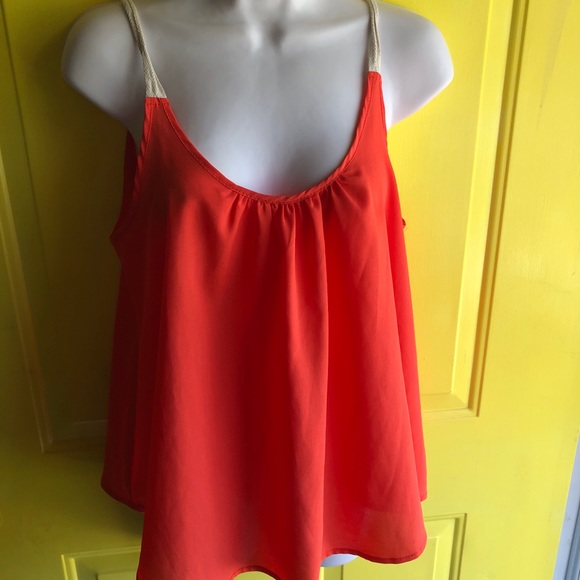 Peppermint | Tops | Orange Flowy Tank By Peppermint Size Medium | Poshmark